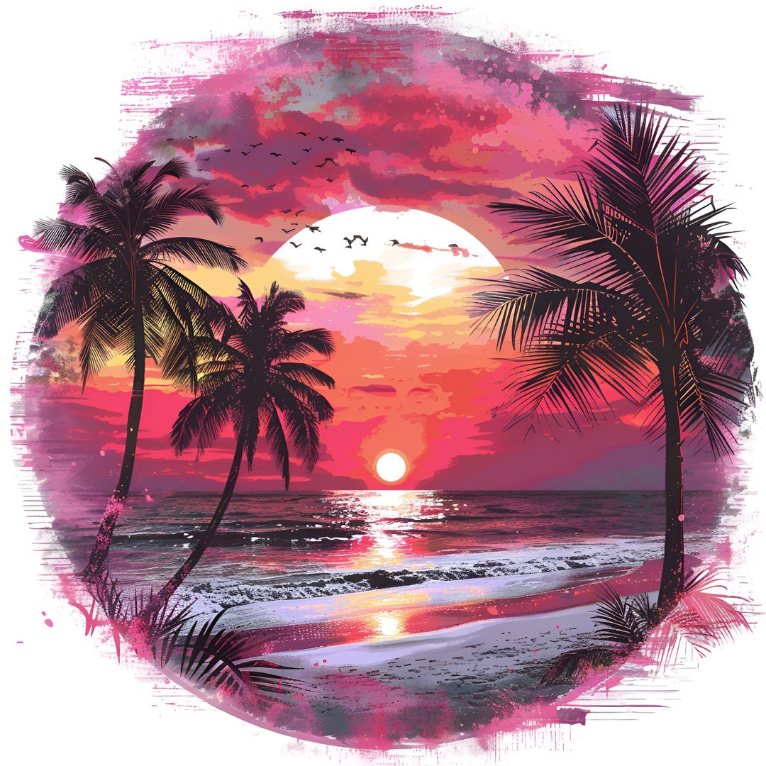 4X Sunset Sticker Set, 4 Pieces, Beach Car Stickers, Summer Sea ...
