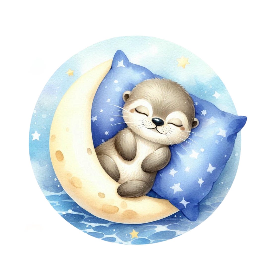 5X Cute Sleeping Baby Animal Stickers Watercolor Cute Sleeping Animal ...