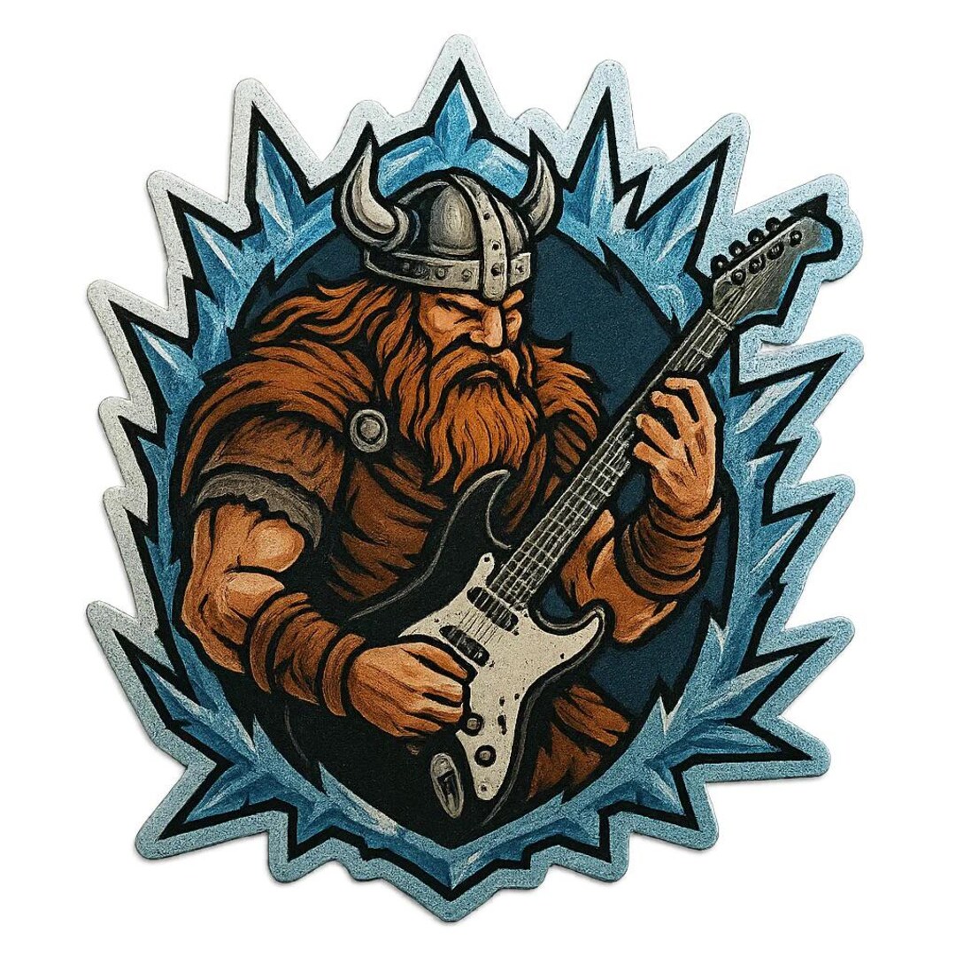2X Viking Stickers With Electric Guitar Instead of Axe. Rocking ...