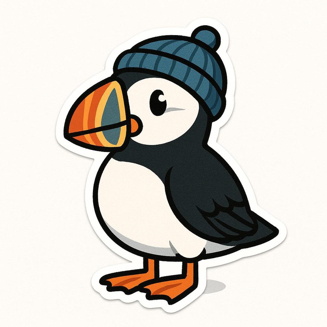 Puffin With Hat Sticker – Cute and Stylish Car Sticker – Weatherproof ...