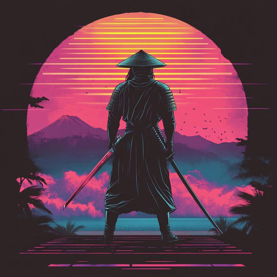Samurai Vibes of the 80s Digital Poster Motif | Wall Art, Modern Prints ...