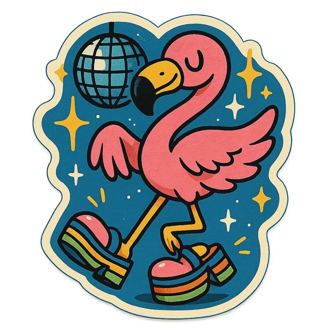 Dancing Flamingo With Rainbow Platform Shoes & Disco Ball – Funny Car ...