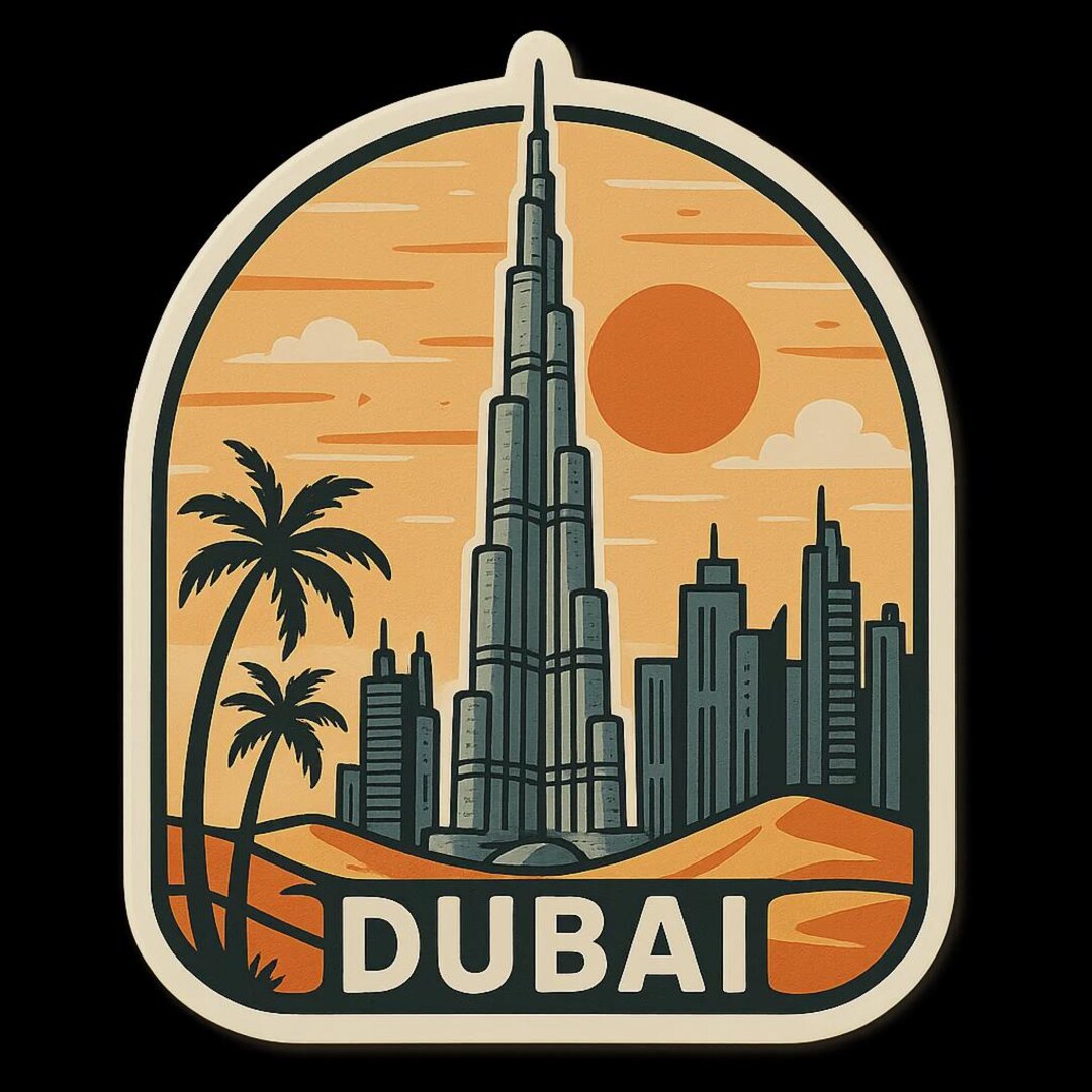 Burj Khalifa Sticker – Dubai Skyline – Skyscraper Sticker With Desert ...