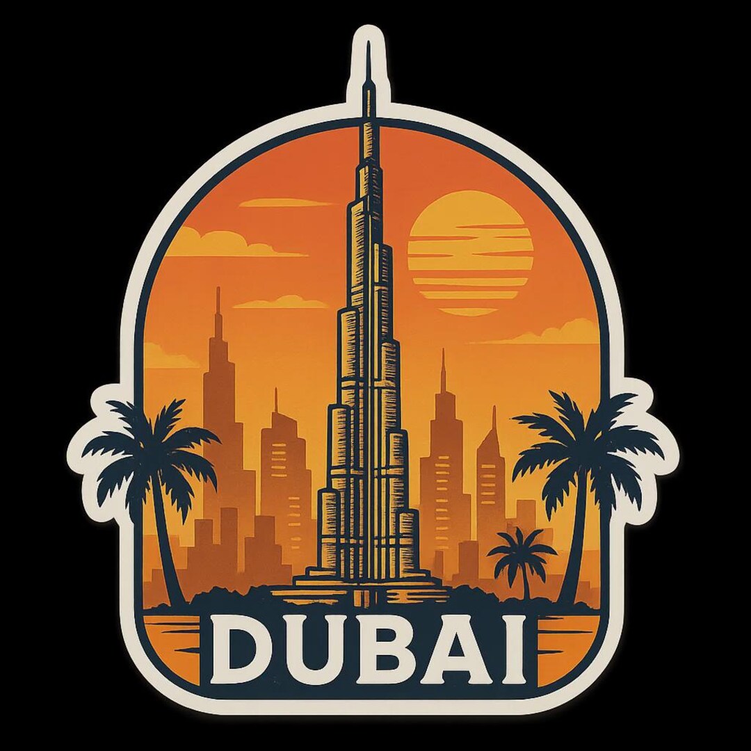 Burj Khalifa Sticker – Dubai Skyline – Skyscraper Sticker With Desert ...