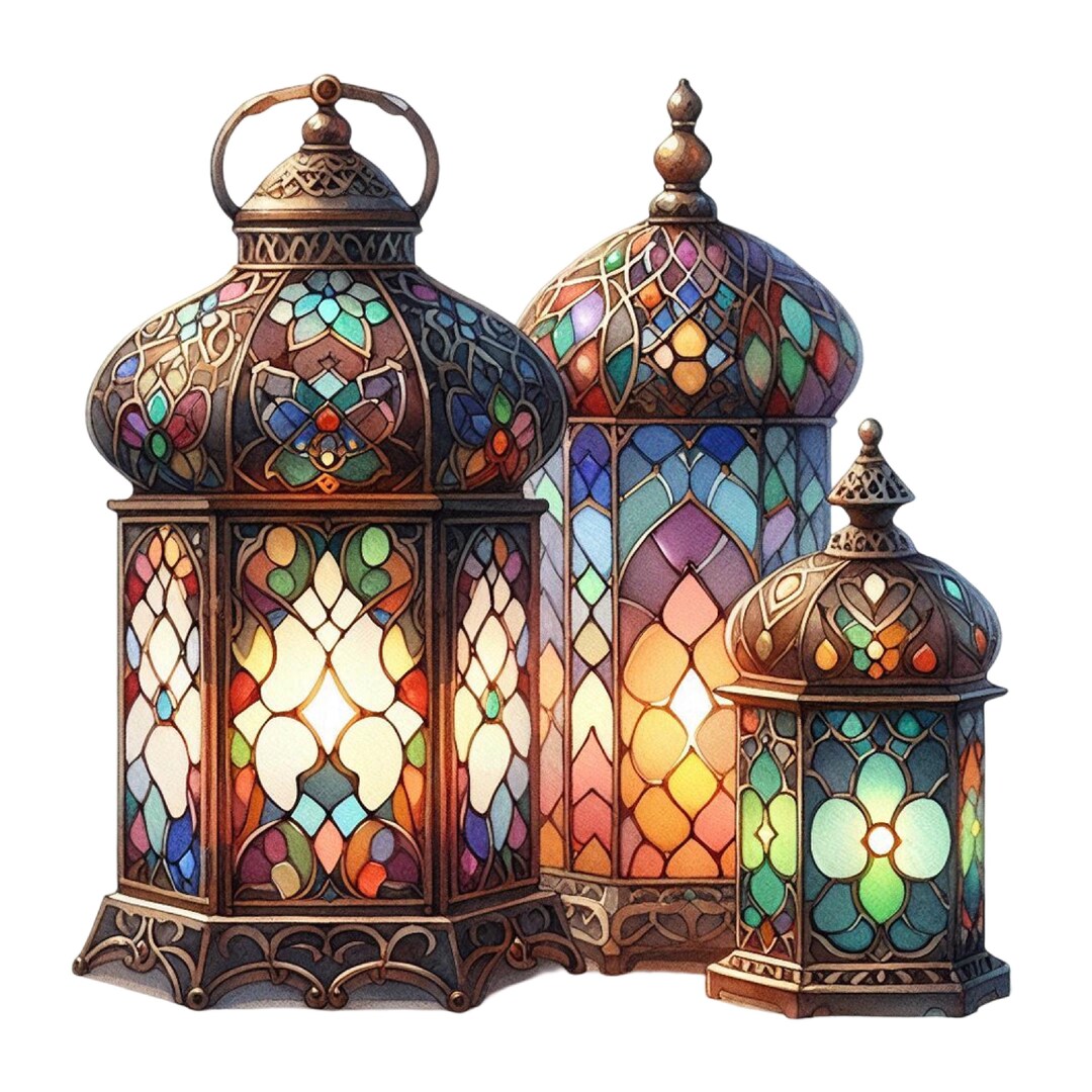 4x Ramadan Stickers Islamic Decoration Moon Lantern Stickers Waterproof ...