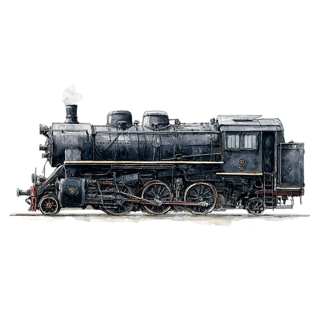 4x Locomotive Sticker Set, 4 Pieces, Watercolor Steam Locomotive Car ...