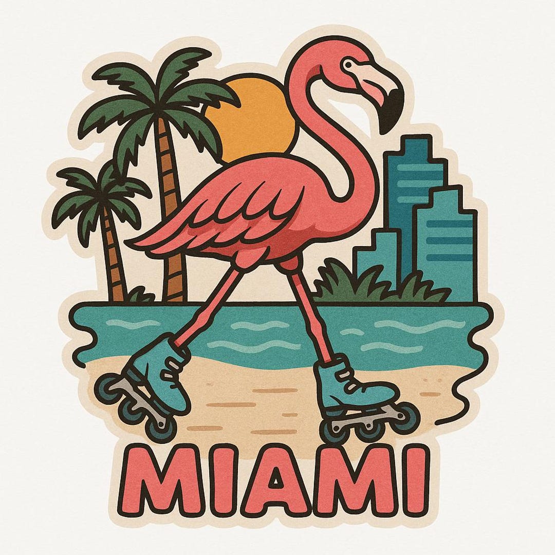 Sticker Flamingo on Inline Skates Car Sticker Weatherproof Outdoor ...