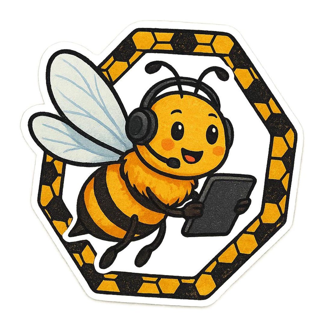 Bee Sticker With Tablet Funny Comic Sticker for Laptop Office Car Gift ...