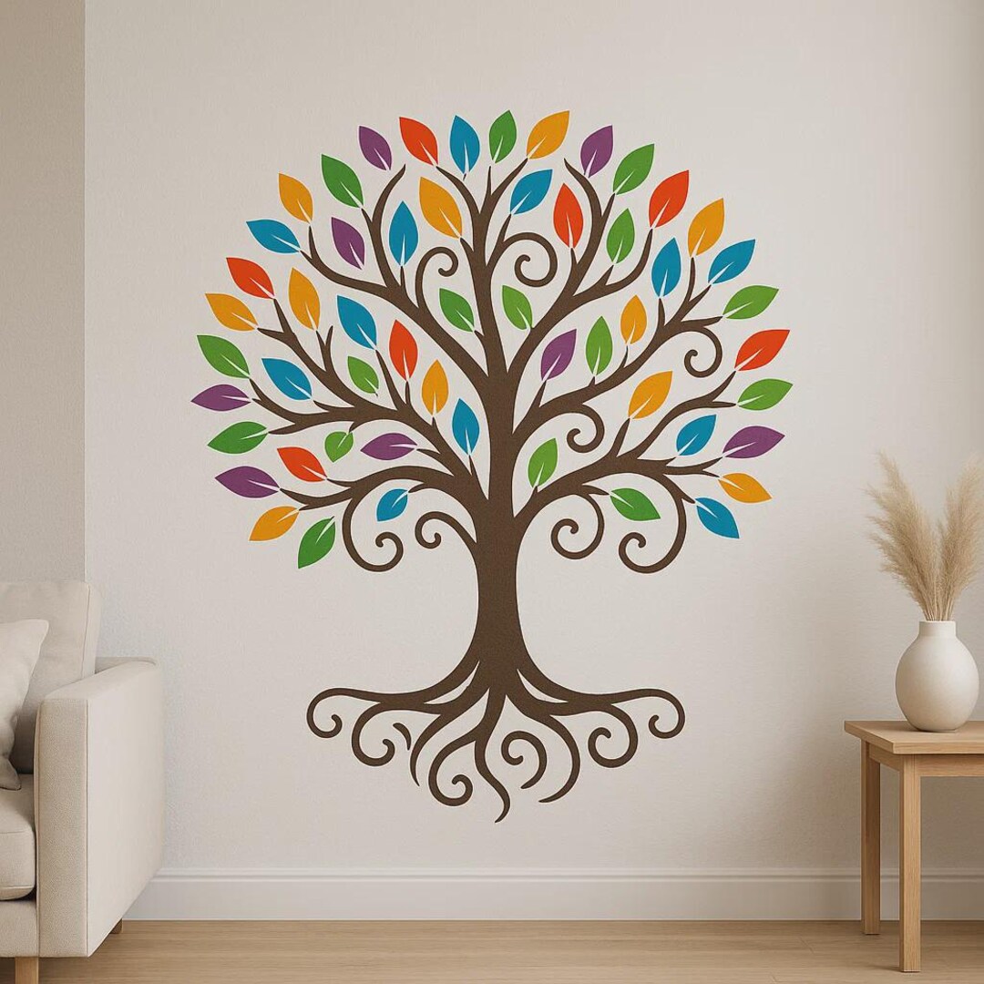 Colorful Tree of Life Wall Sticker Spiritual Nature Motif in Strong ...