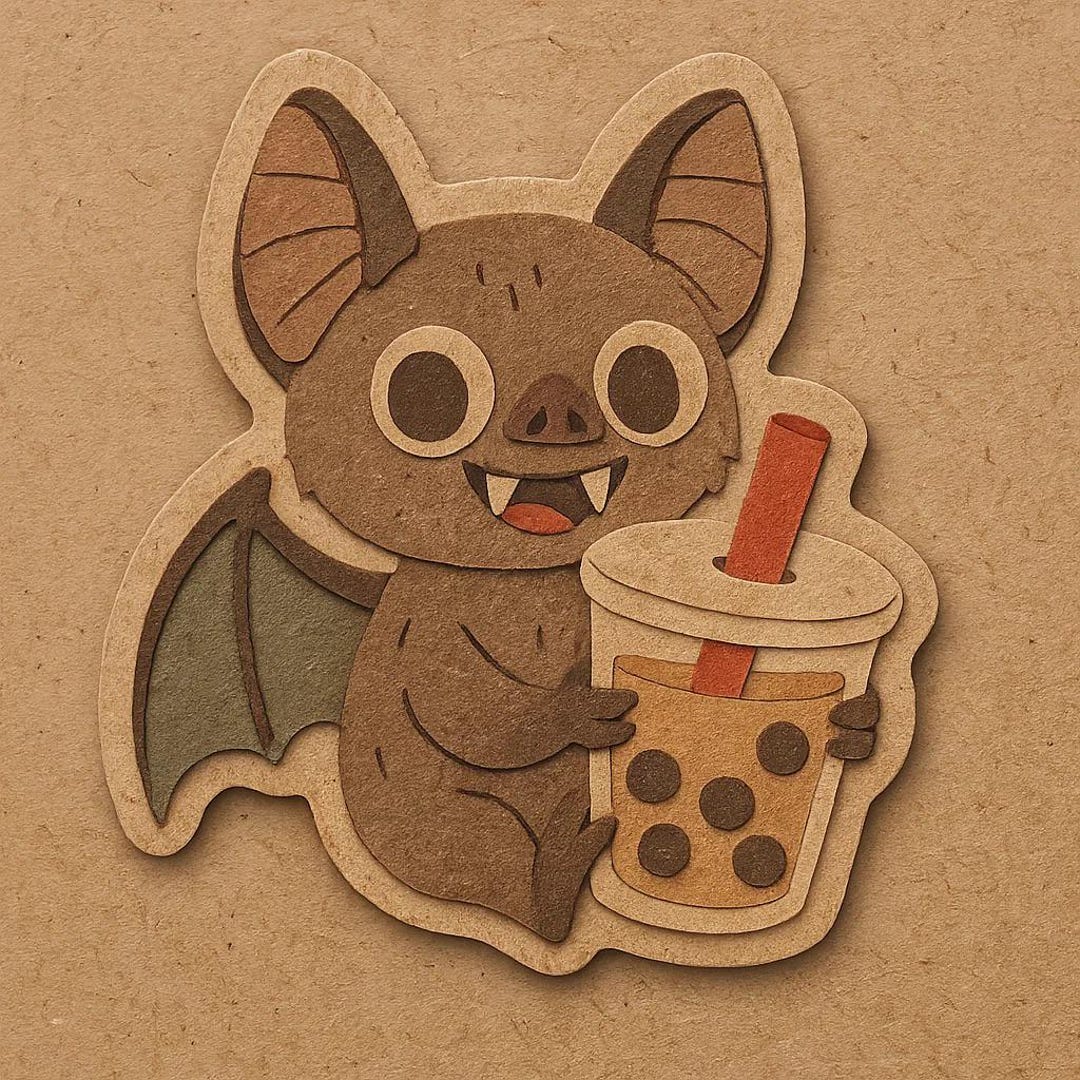 3x Vampire Bat With Bubble Tea – Funny Cartoon Sticker – Weatherproof ...