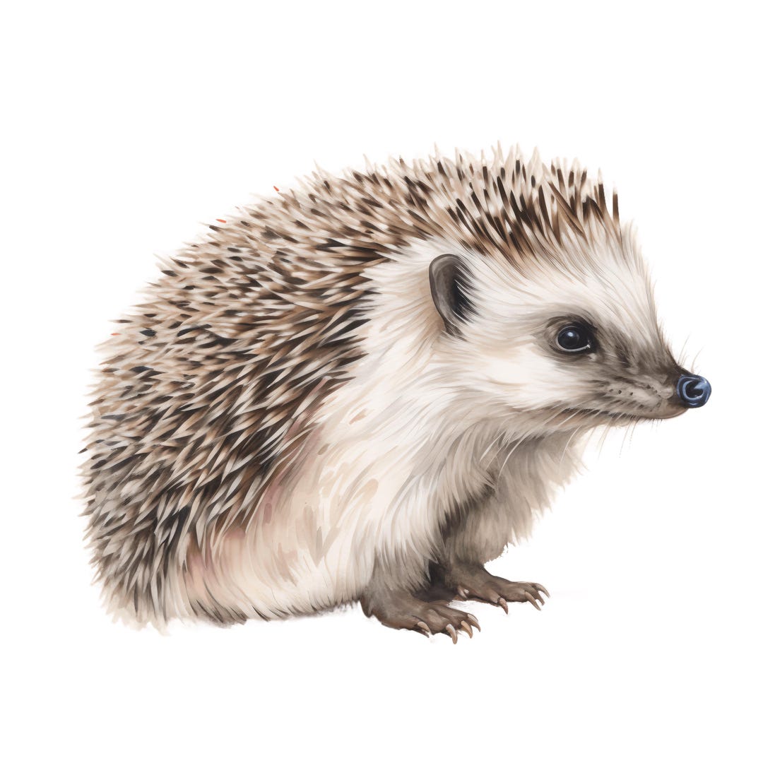4X Hedgehog Sticker Set Watercolor Realistic Forest Animal Car Stickers ...