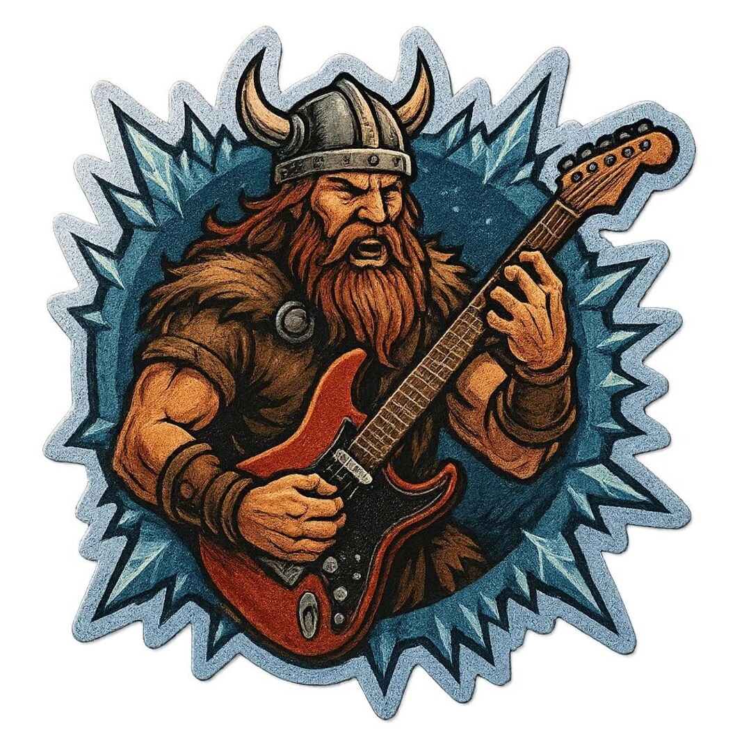 2X Viking Stickers With Electric Guitar Instead of Axe. Rocking ...