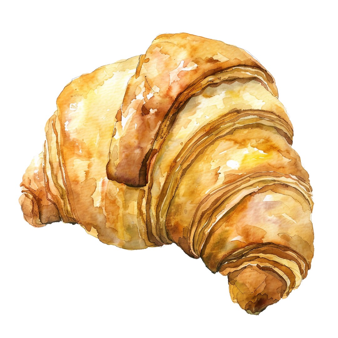 4x Croissant Sticker Set, 4 Pieces, Watercolor Car Stickers, French ...