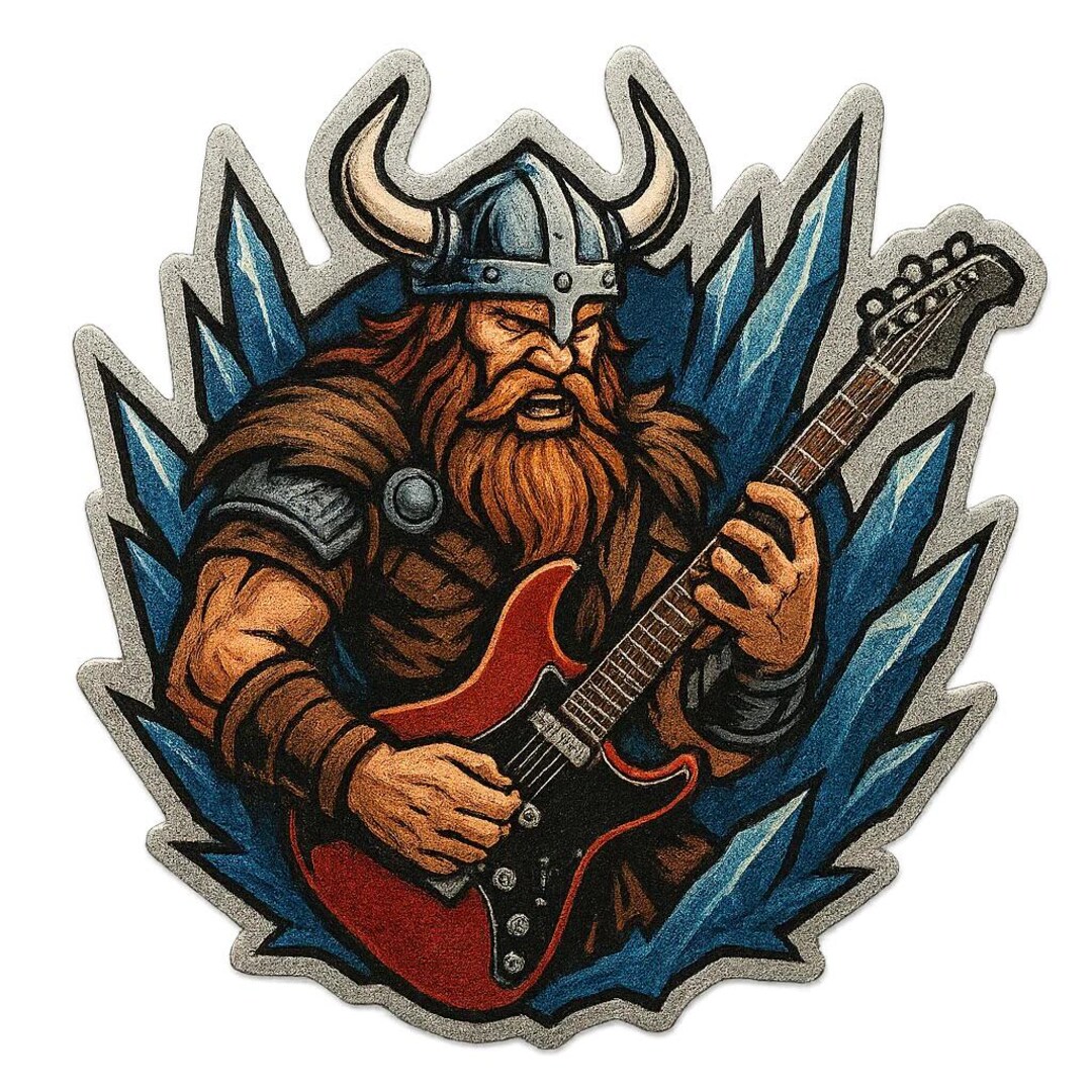 3X Viking Stickers With Electric Guitar Instead of Axe. Rocking ...