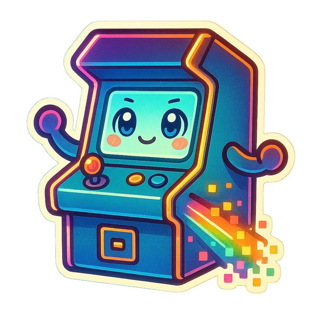 Arcade Machine Sticker | Retro Gaming Sticker With Face & Arms | Funny ...