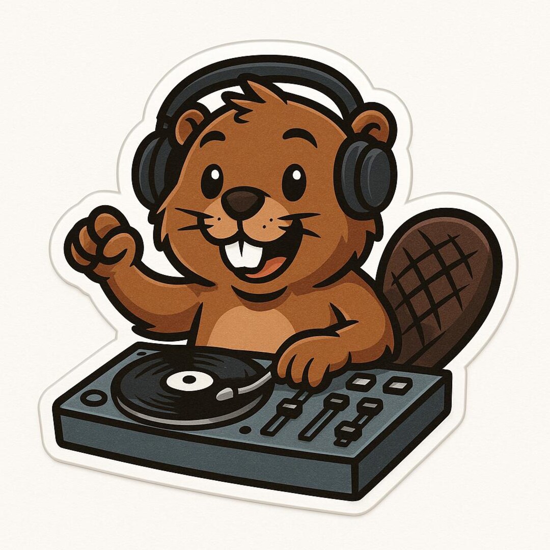 Beaver as DJ Sticker – Funny Car Sticker – Weatherproof, Musical – Gift ...