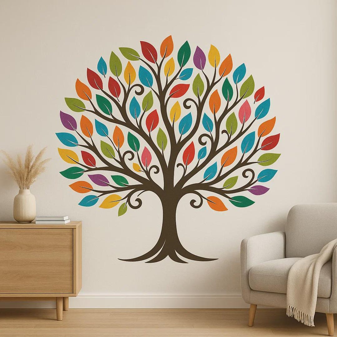 Colorful Tree of Life Wall Sticker Spiritual Nature Motif in Strong ...