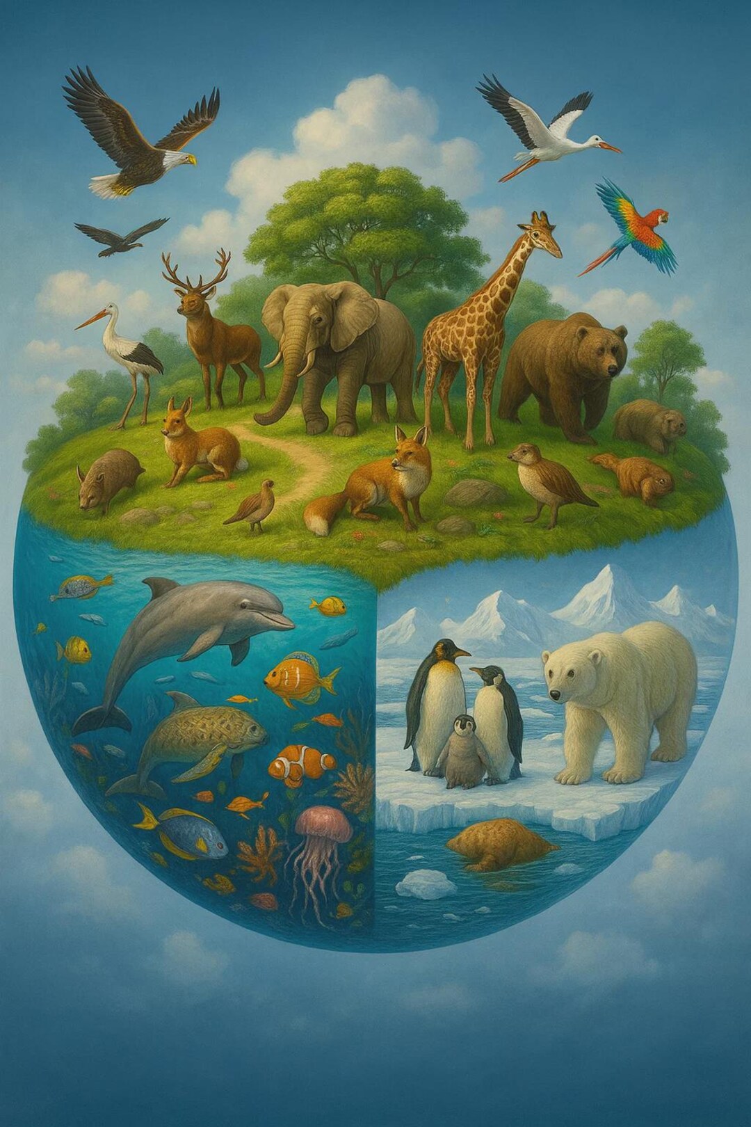 Animal World Stickers – Earth With Animals From Forest, Savannah, Sea ...