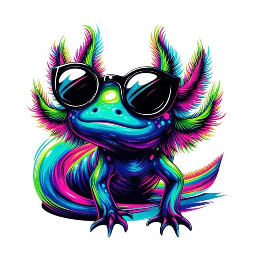 Colorful Axolotl Car Sticker, Neon Colors, Cartoon Salamander Sticker ...