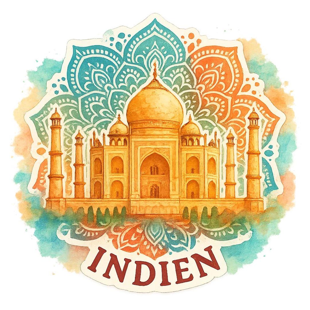 Taj Mahal Sticker – India Travel Sticker – Mandala Style, Watercolor ...