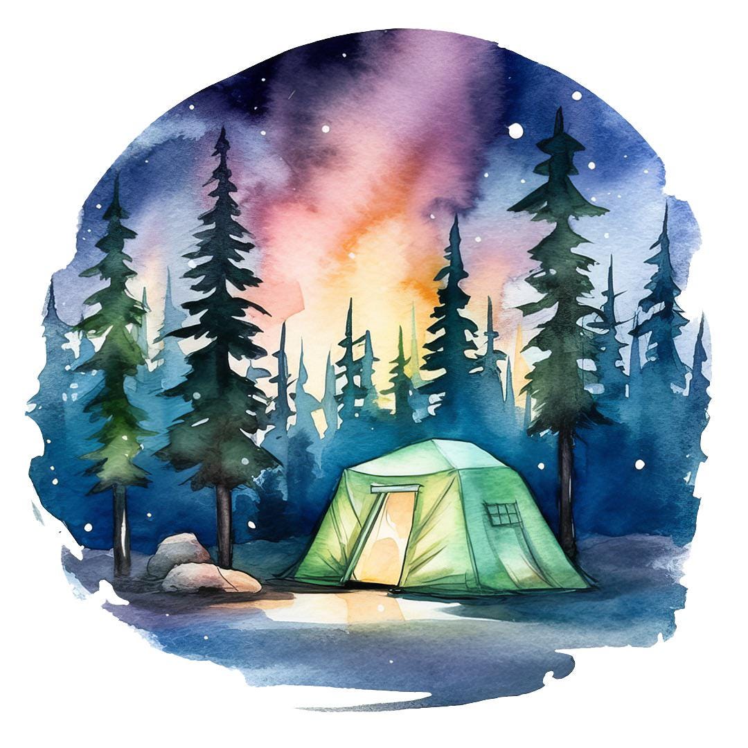 5X Aurora Borealis Sticker Set, 5 Pieces, Watercolor Northern Lights ...