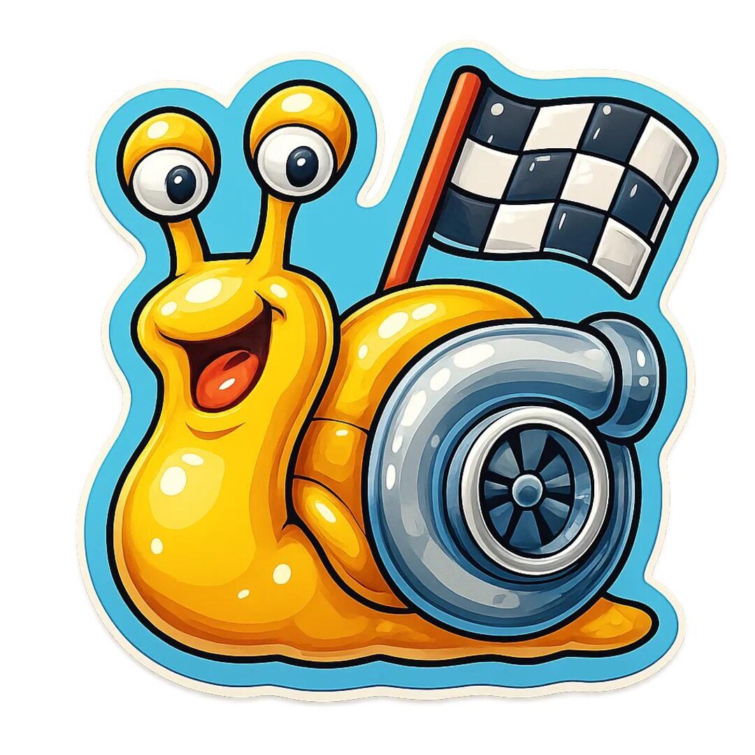 Snail With Turbocharger & Racing Flag – Funny Car Sticker ...