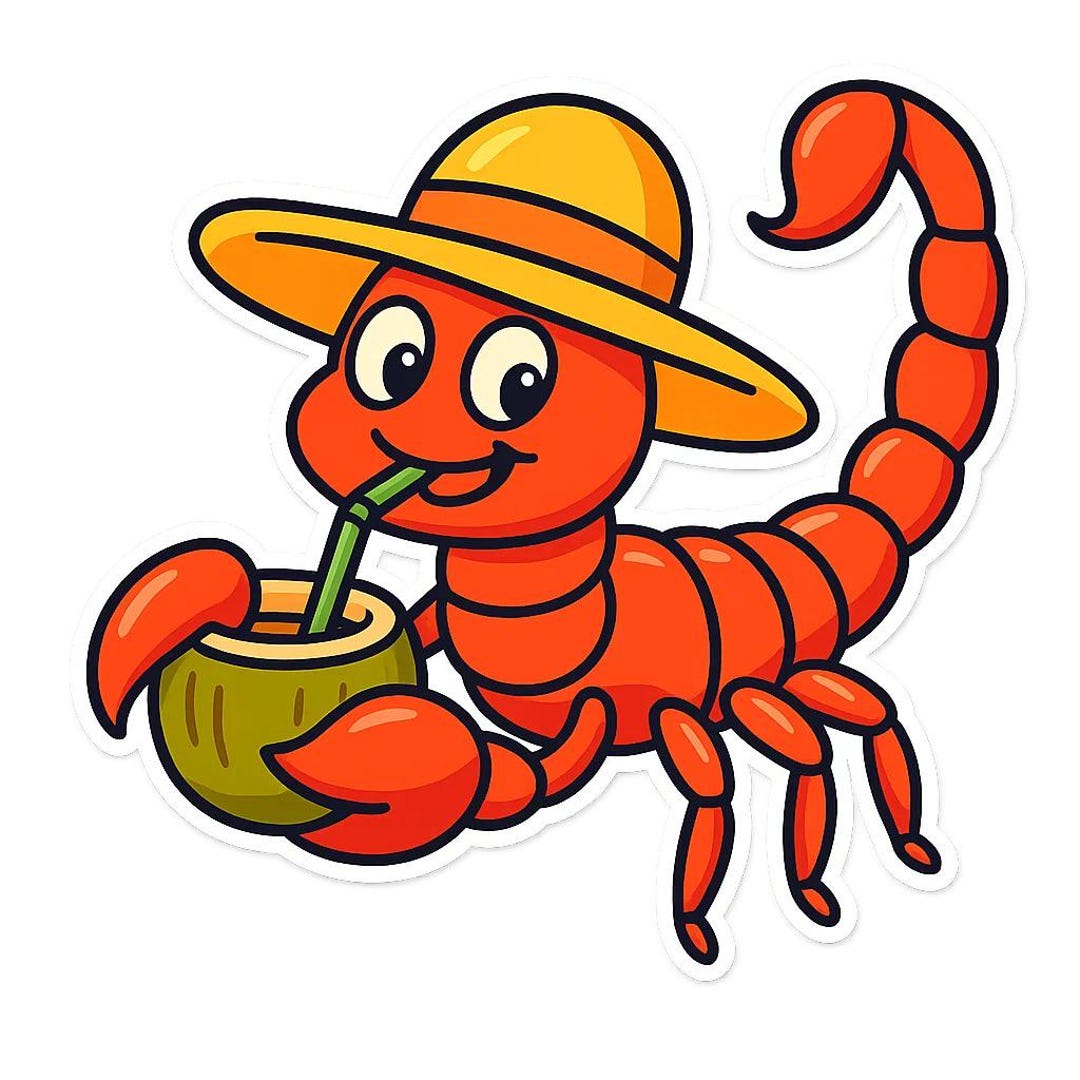 5X Funny Cartoon Scorpion Sticker Watercolor Funny Scorpion Sticker ...