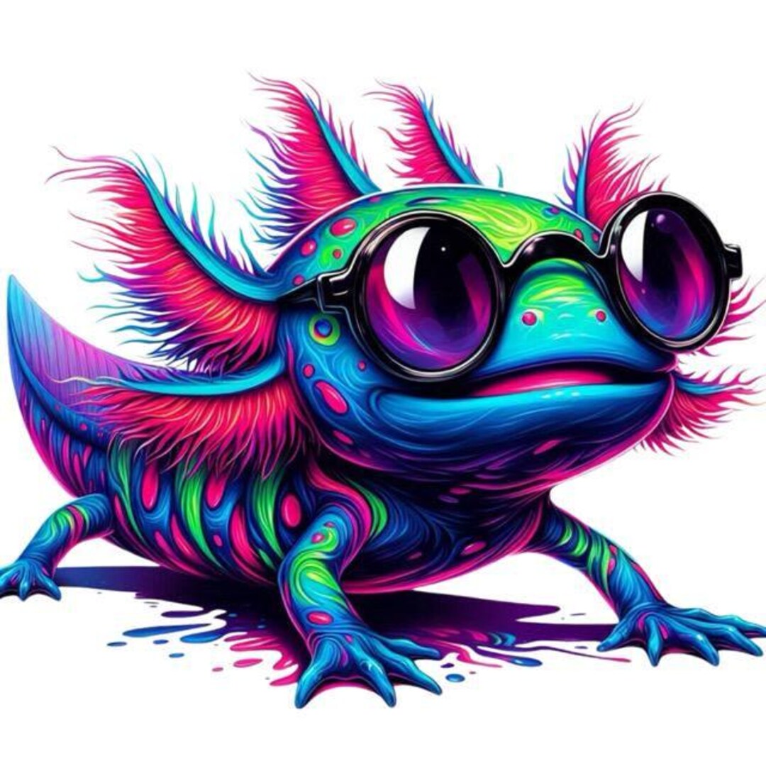 Colorful Axolotl Car Sticker, Neon Colors, Cartoon Salamander Sticker ...