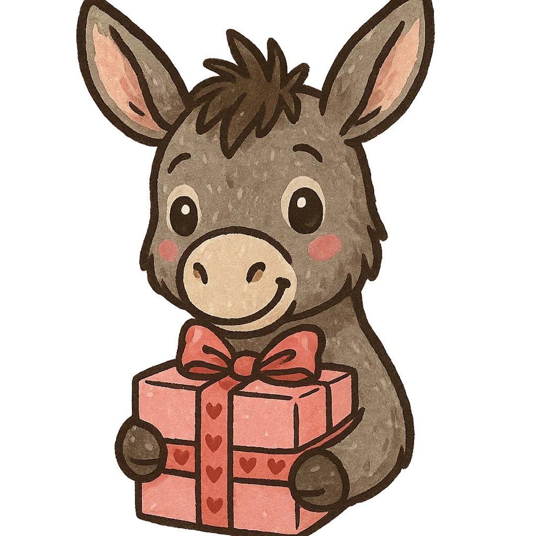 5X Funny Cartoon Donkey Sticker Watercolor Funny Donkey Sticker Funny ...