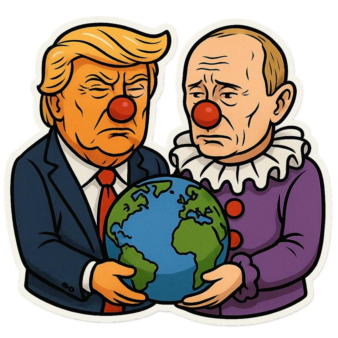 Trump & Putin Clown Sticker – Politische Satire – Welt in Händen ...