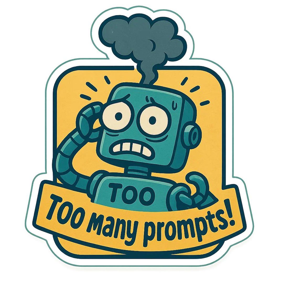 3x Overwhelmed Robot With Smoking Head – "too Many Prompts!" Lettering ...