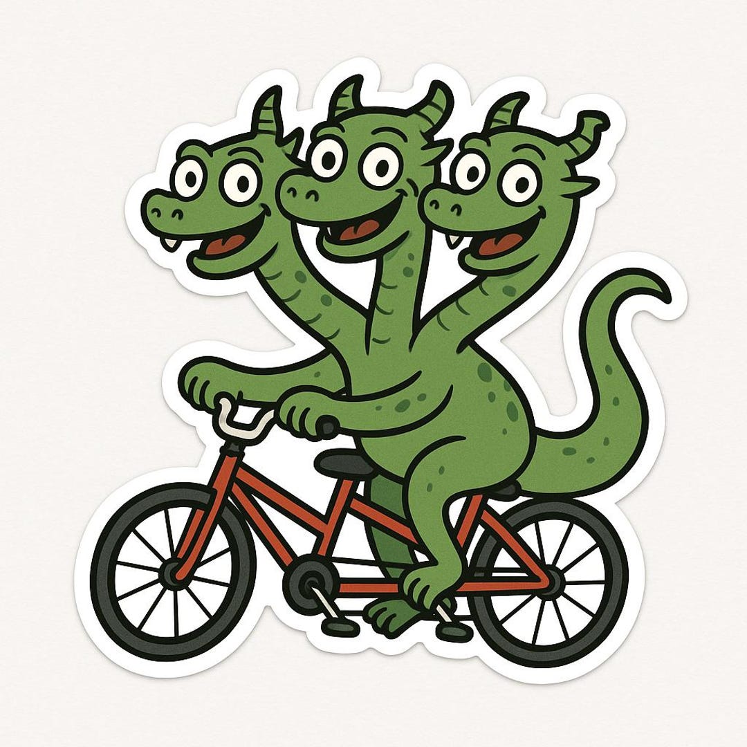 Hydra on Tandem Sticker – Funny Car Sticker – Weatherproof, Crazy ...