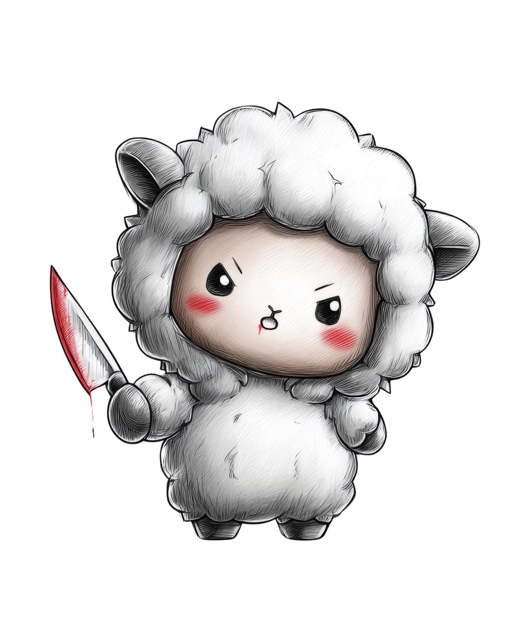 Funny Killer Sheep Car Sticker – Cartoon Sheep With Knife for Halloween ...