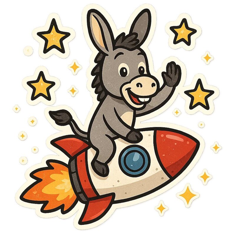 5X Funny Cartoon Donkey Sticker Watercolor Funny Donkey Sticker Funny ...
