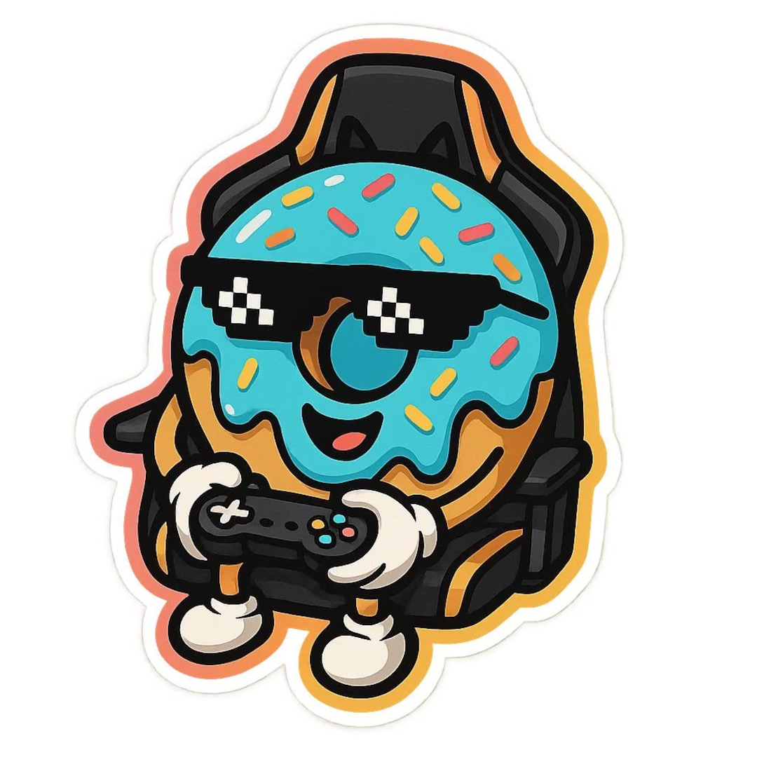 Gamer Donut Sticker | Funny Sticker With Donut, Pixel Glasses ...