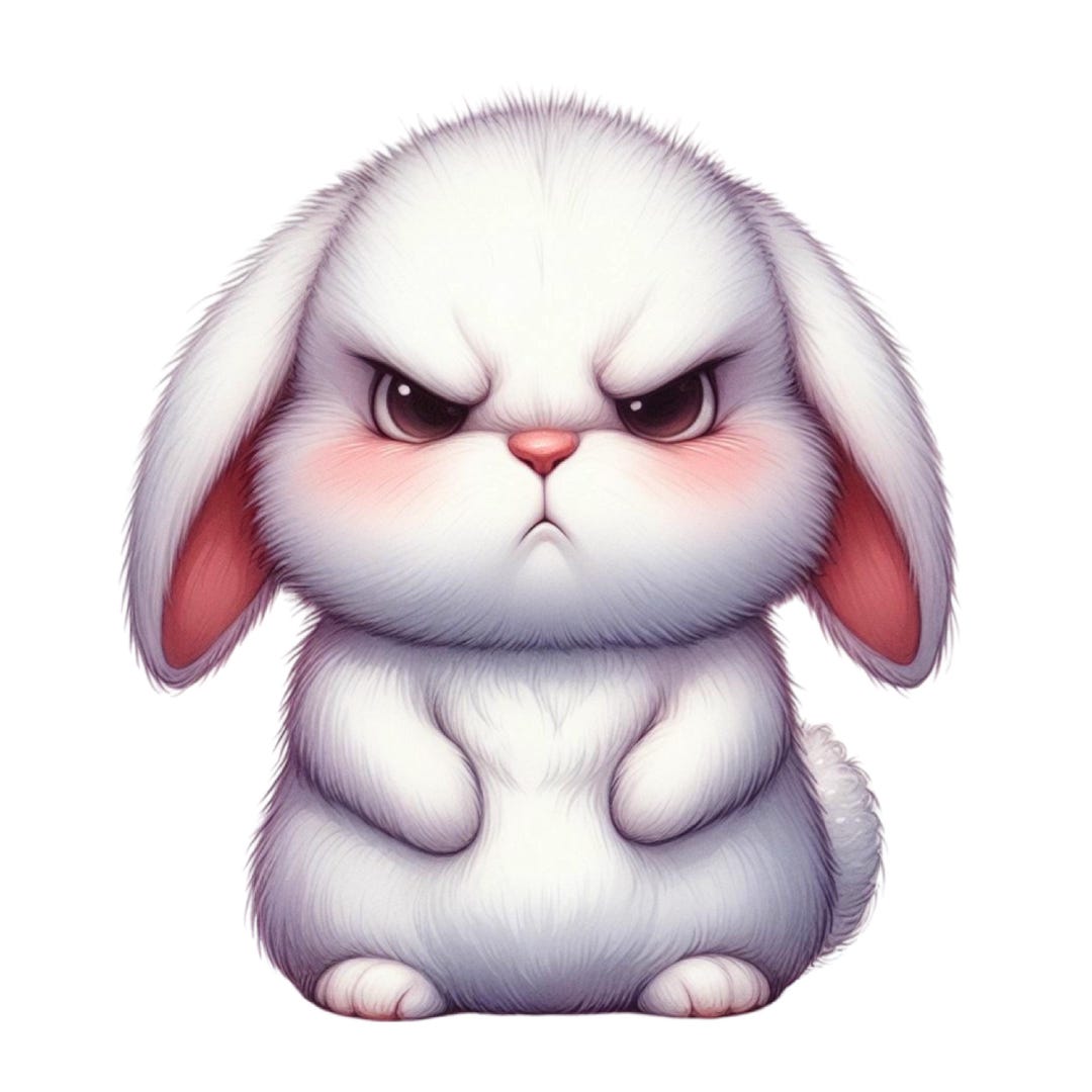 5X Funny Grumpy Rabbit Stickers, Humorous Bunny Stickers, Animal Motif ...