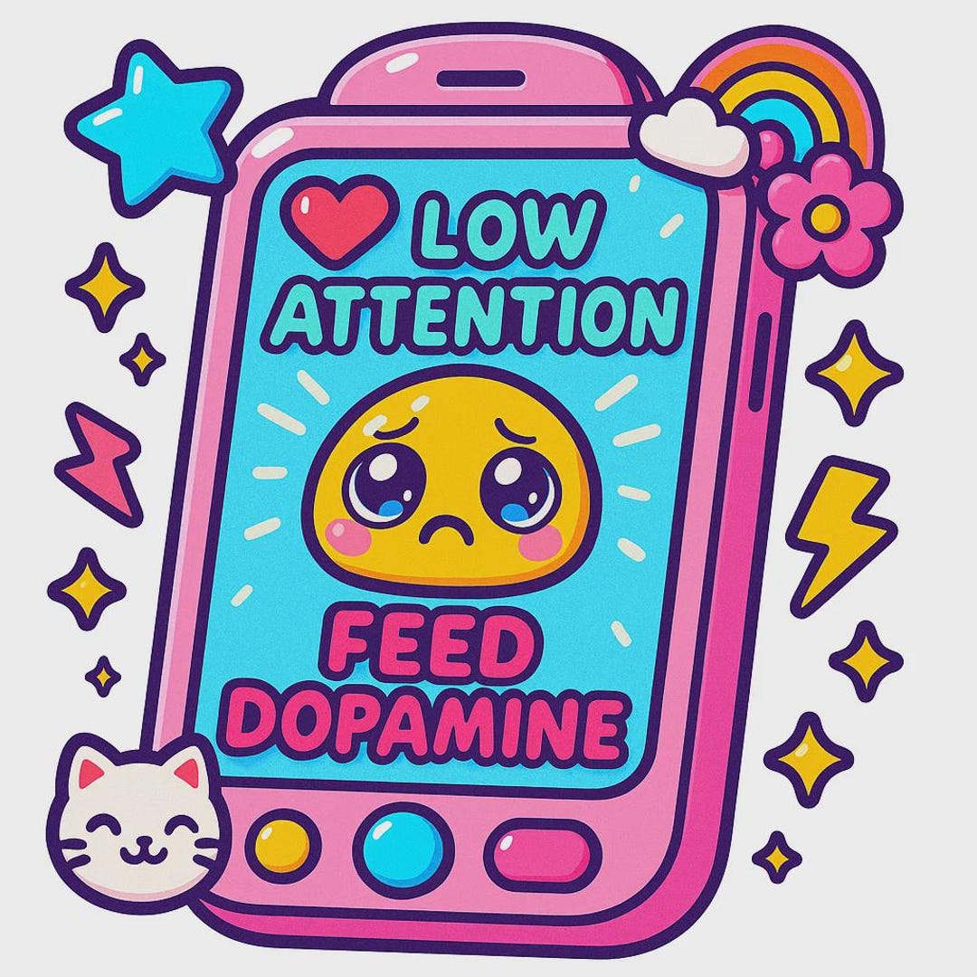 Low Attention Feed Dopamine Sticker Kawaii Mobile Design Funny Dopamine ...