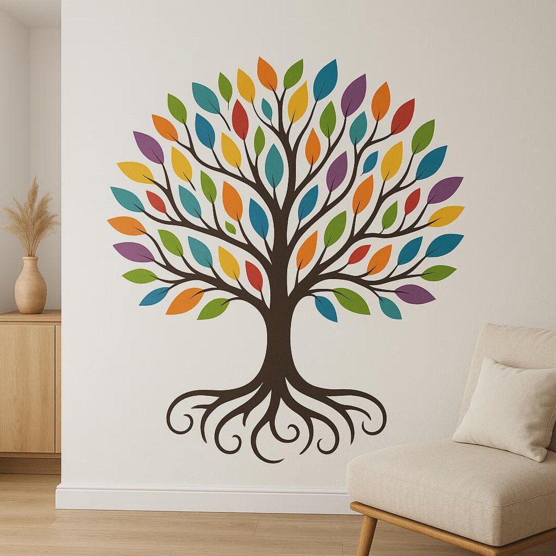 Colorful Tree of Life Wall Sticker Spiritual Nature Motif in Strong ...