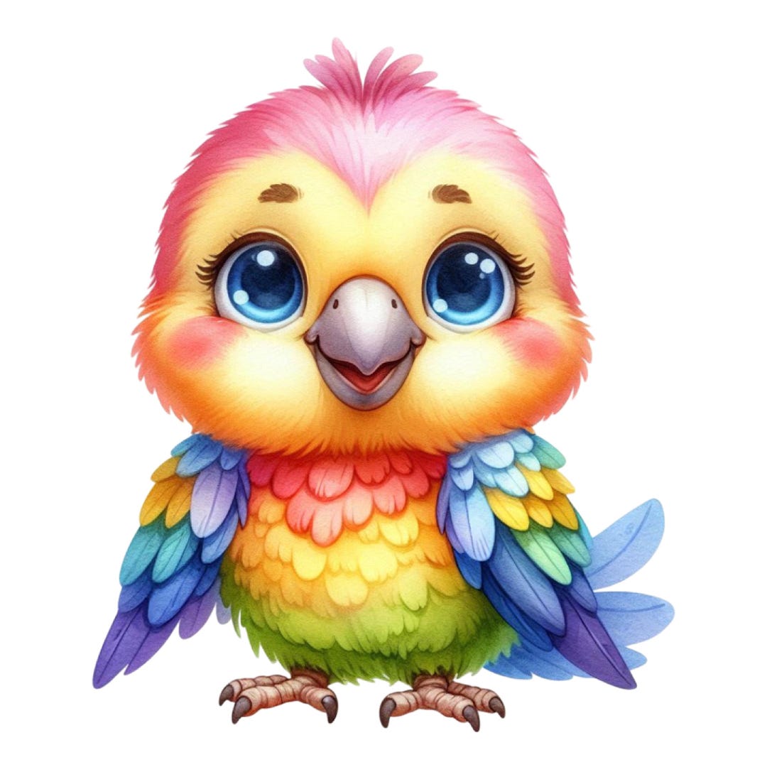 Colorful Parrot Car Sticker With Big Eyes, Cute Rainbow Bird Sticker ...