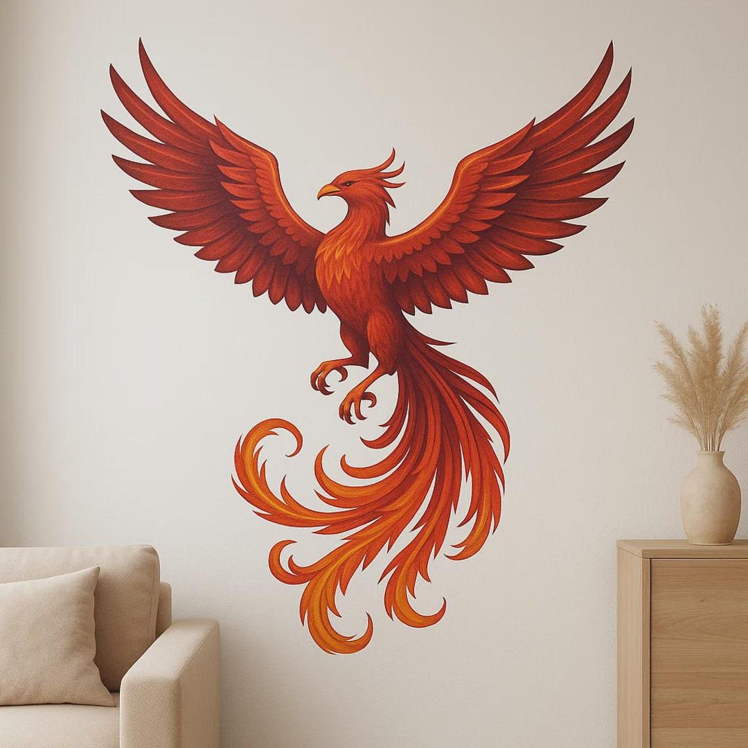 Majestic Flying Phoenix Wall Decal Mythical Firebird Sticker for Wall ...