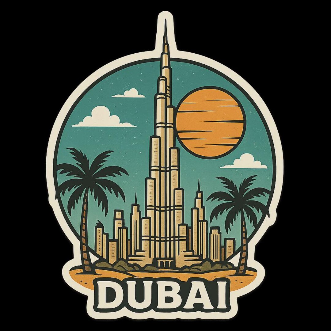 Burj Khalifa Sticker – Dubai Skyline – Skyscraper Sticker With Desert ...