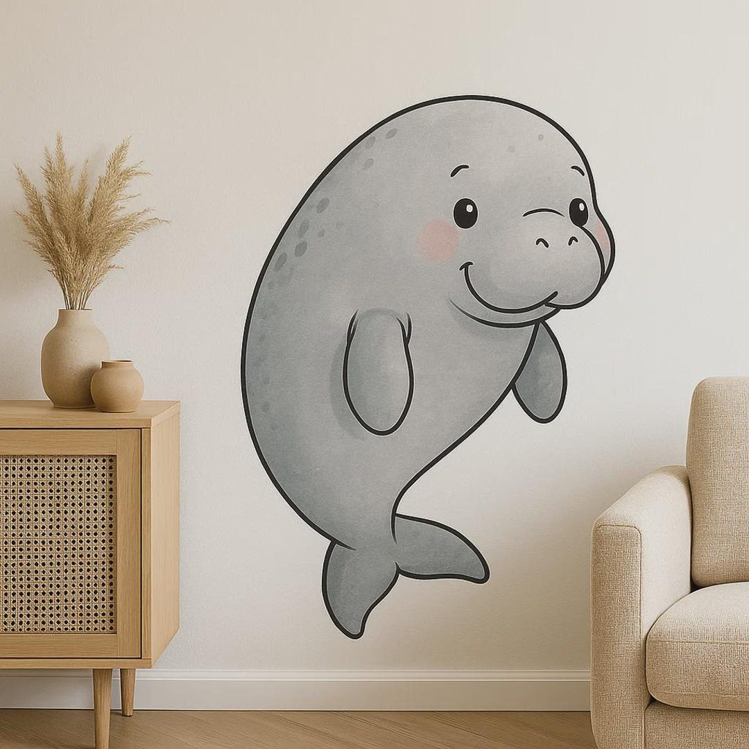 Cute Dugong Wall Sticker Cute Sea Cow Motif as a Sticker for Wall ...