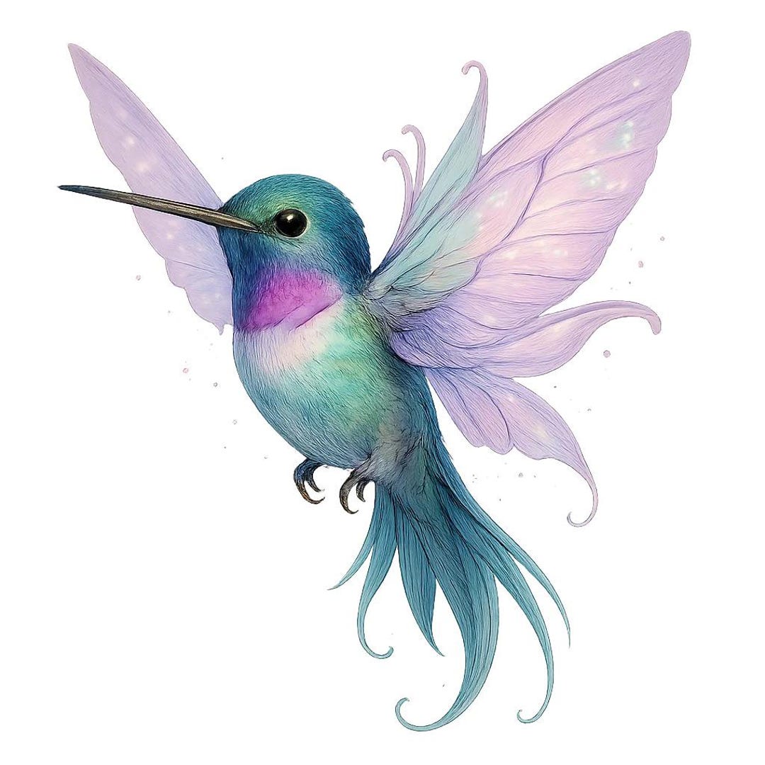 Hummingbird Fantasy Iron-on Patch – Mystical Bird Motif in Fairy ...