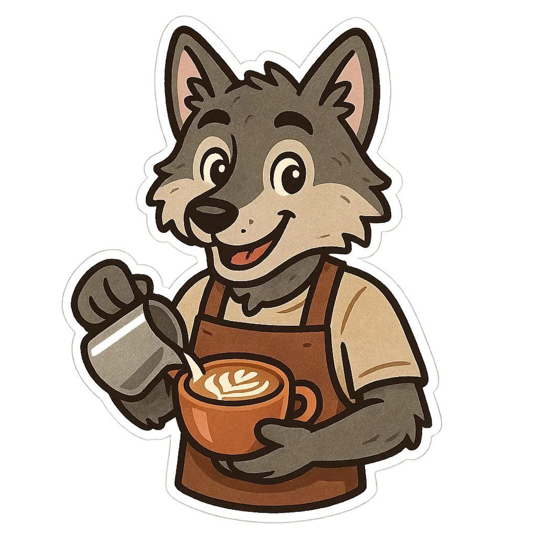 2x Wolf as Barista With Latte Art Stylish Car Sticker – Weatherproof ...