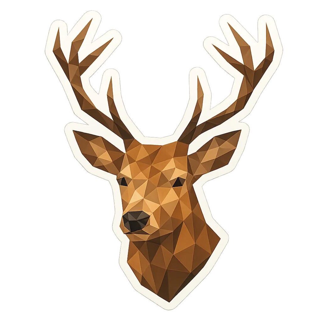2x Deer Polygon Sticker – Geometric Animal Motif in Polygon Art Style ...