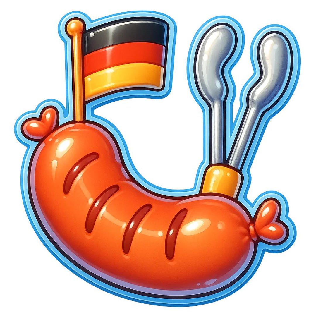 Bratwurst With German Flag & Grill Tongs – Funny Car Sticker – Weatherproof – Fan Gift for ...