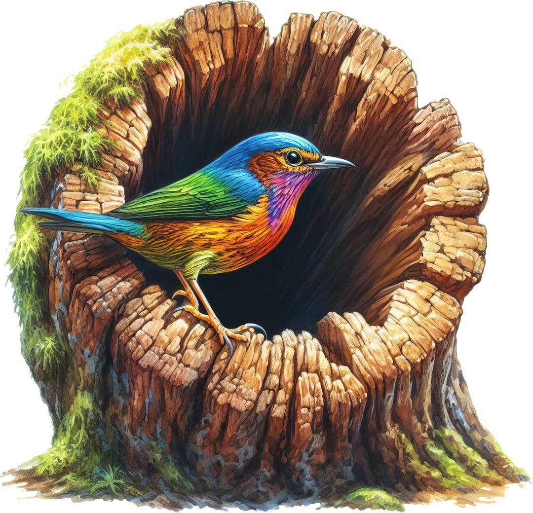 4X Bird in Tree Trunk Stickers Car Stickers Nature Motif Forest Lover ...