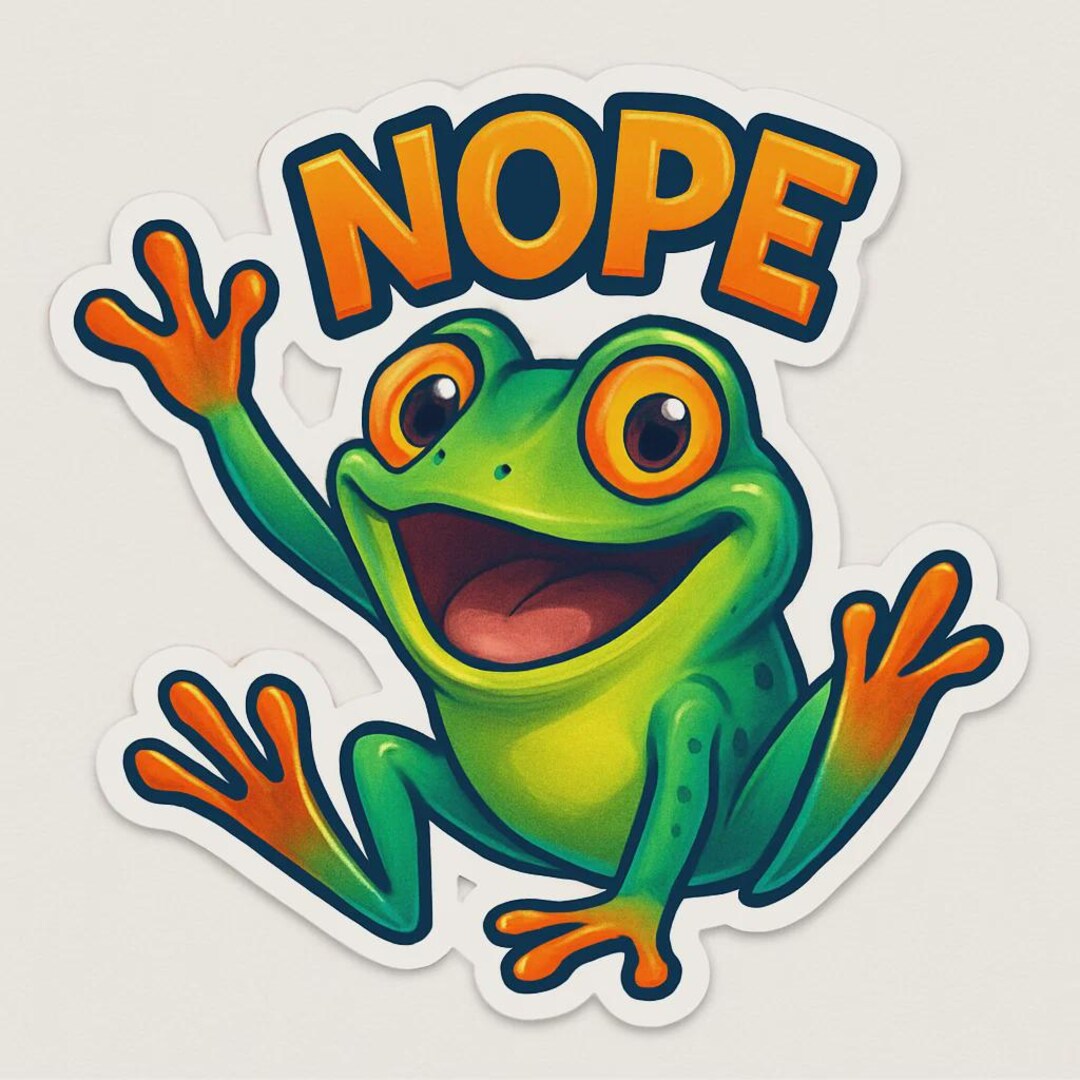 Nope Frog Sticker – Funny Meme Sticker for Laptop, Phone, Water Bottle ...