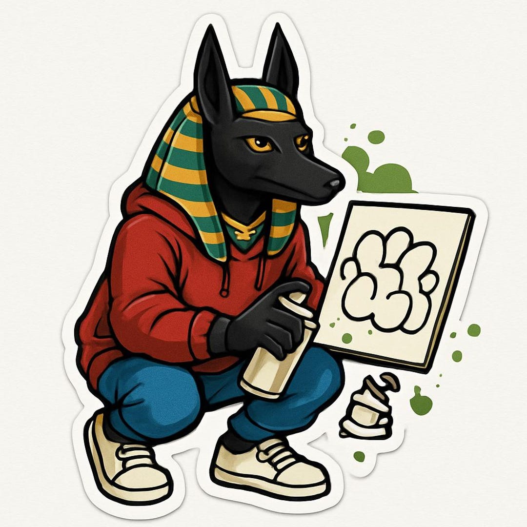 Anubis as a Street Artist Sticker – Stylish Car Sticker – Weatherproof ...
