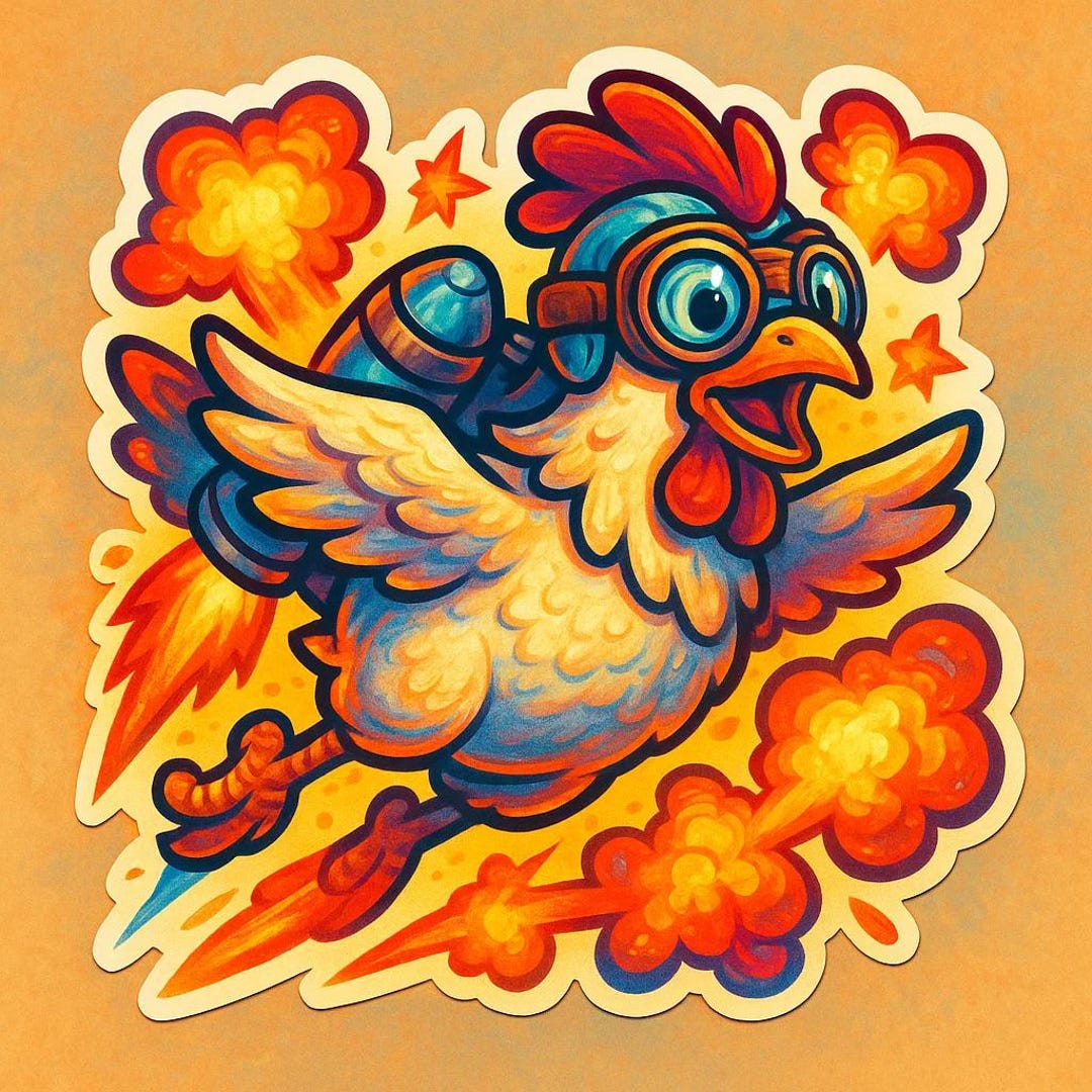 Jetpack Chicken Sticker | Funny Sticker With Flying Chicken & Goggles ...